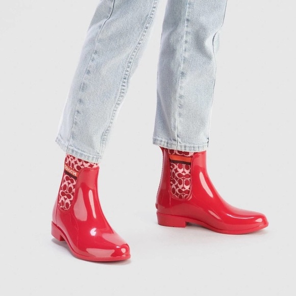 Coach | Shoes | Coach Rivington Red Rain Boots | Poshmark